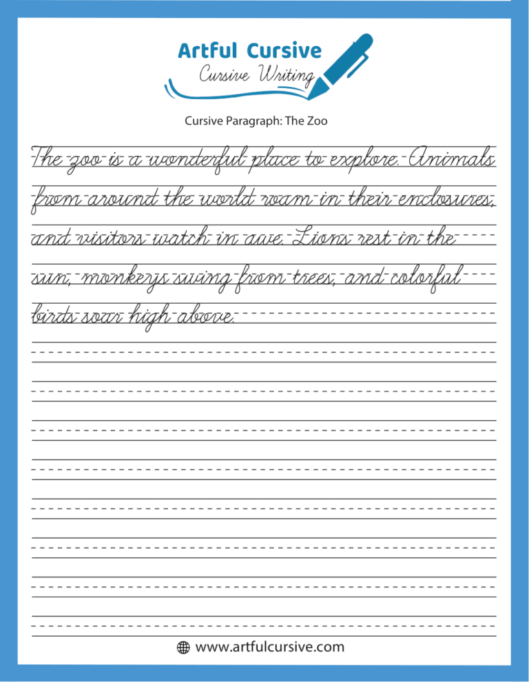 Free Printable Cursive Paragraph Writing Worksheets