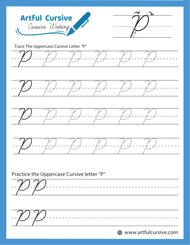 Cursive Alphabet: Letter "P" Worksheet