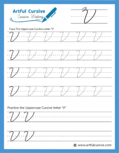 Cursive Alphabet: Letter "V" Worksheet