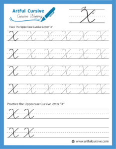 Cursive Alphabet: Letter "X" Worksheet