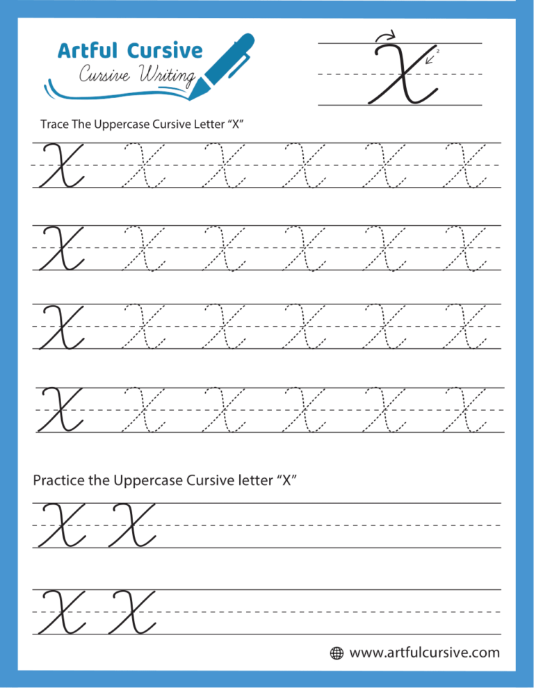 Cursive Alphabet: Letter "X" Worksheet