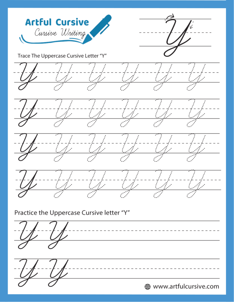 Cursive Alphabet: Letter Y Worksheet