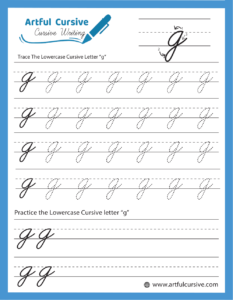 Cursive Alphabet: Letter "G" Worksheet