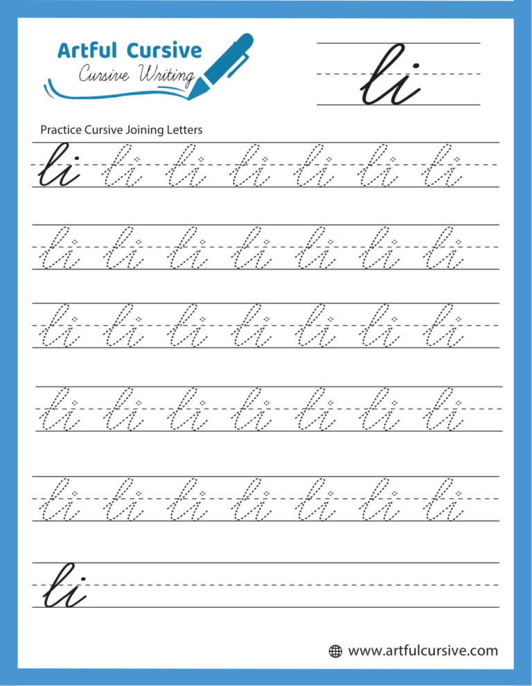 Download Free Printable Cursive Joining Letters Worksheets