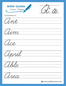 Free Printable Cursive Words Worksheets | Artful Cursive