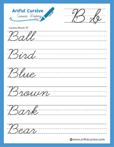 Free Printable Cursive Words Worksheets | Artful Cursive