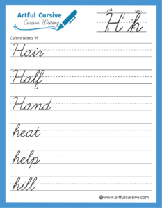 Free Printable Cursive Words Worksheets | Artful Cursive