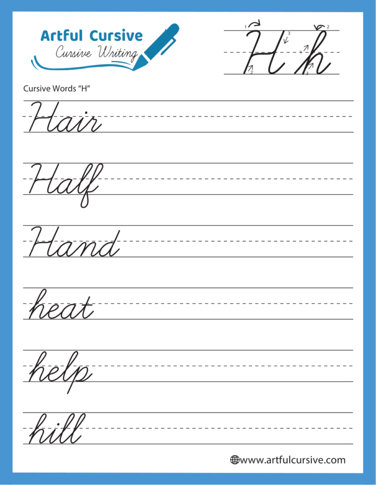 Free Printable Cursive Words Worksheets | Artful Cursive