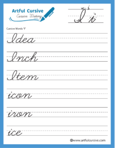 Free Printable Cursive Words Worksheets | Artful Cursive