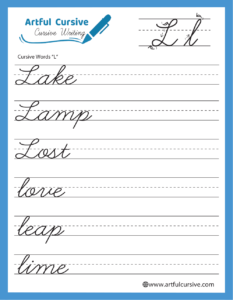 Free Printable Cursive Words Worksheets | Artful Cursive