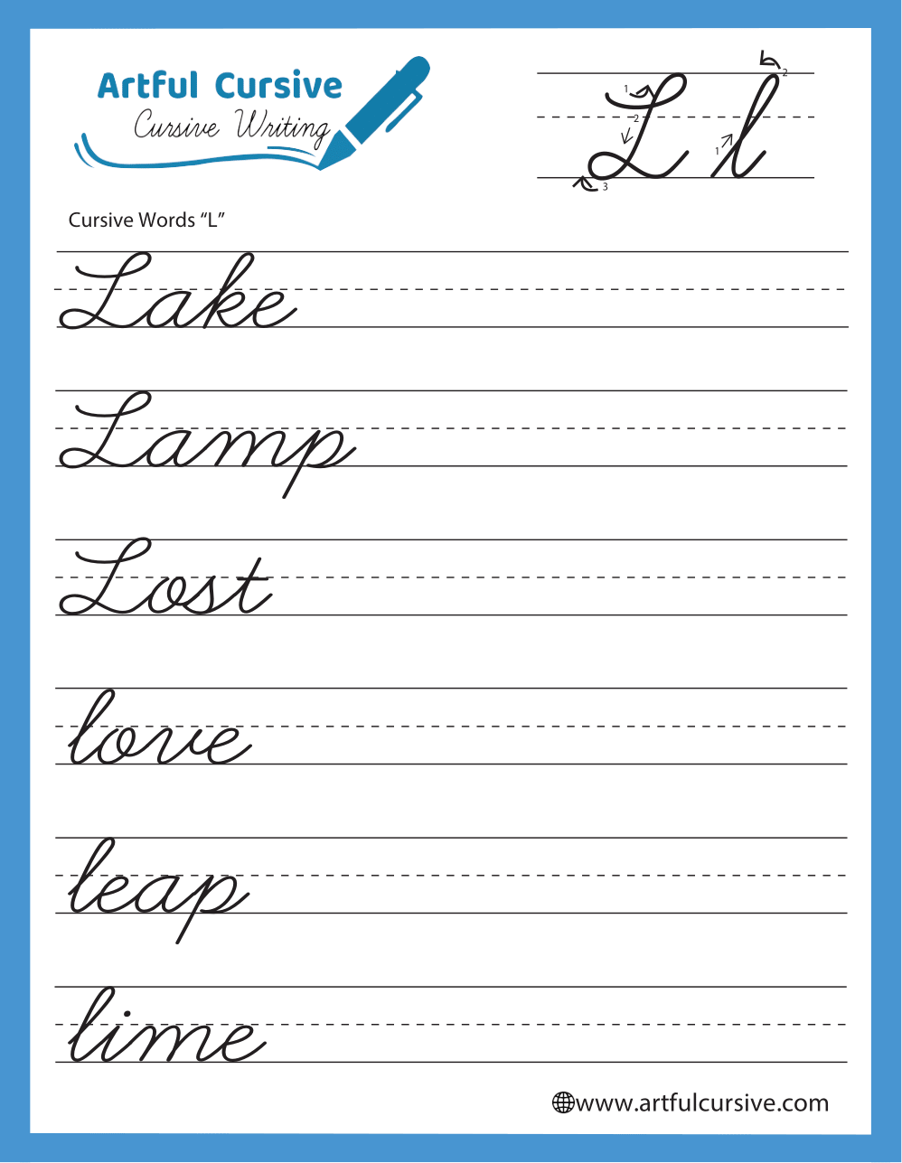 Free Printable Cursive Words Worksheets | Artful Cursive
