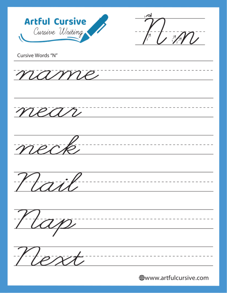Free Printable Cursive Words Worksheets | Artful Cursive