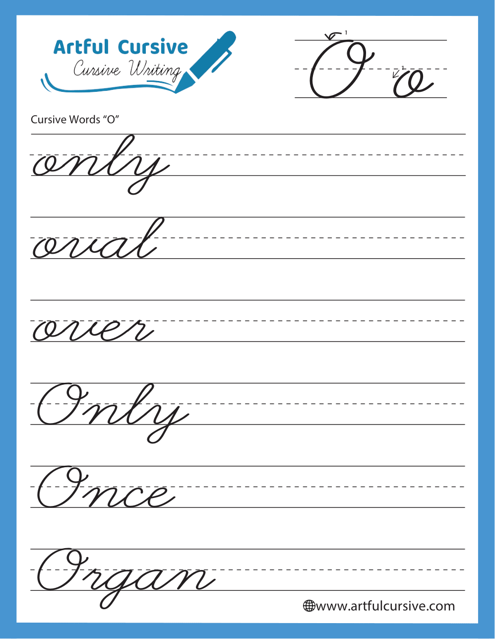 Free Printable Cursive Words Worksheets | Artful Cursive