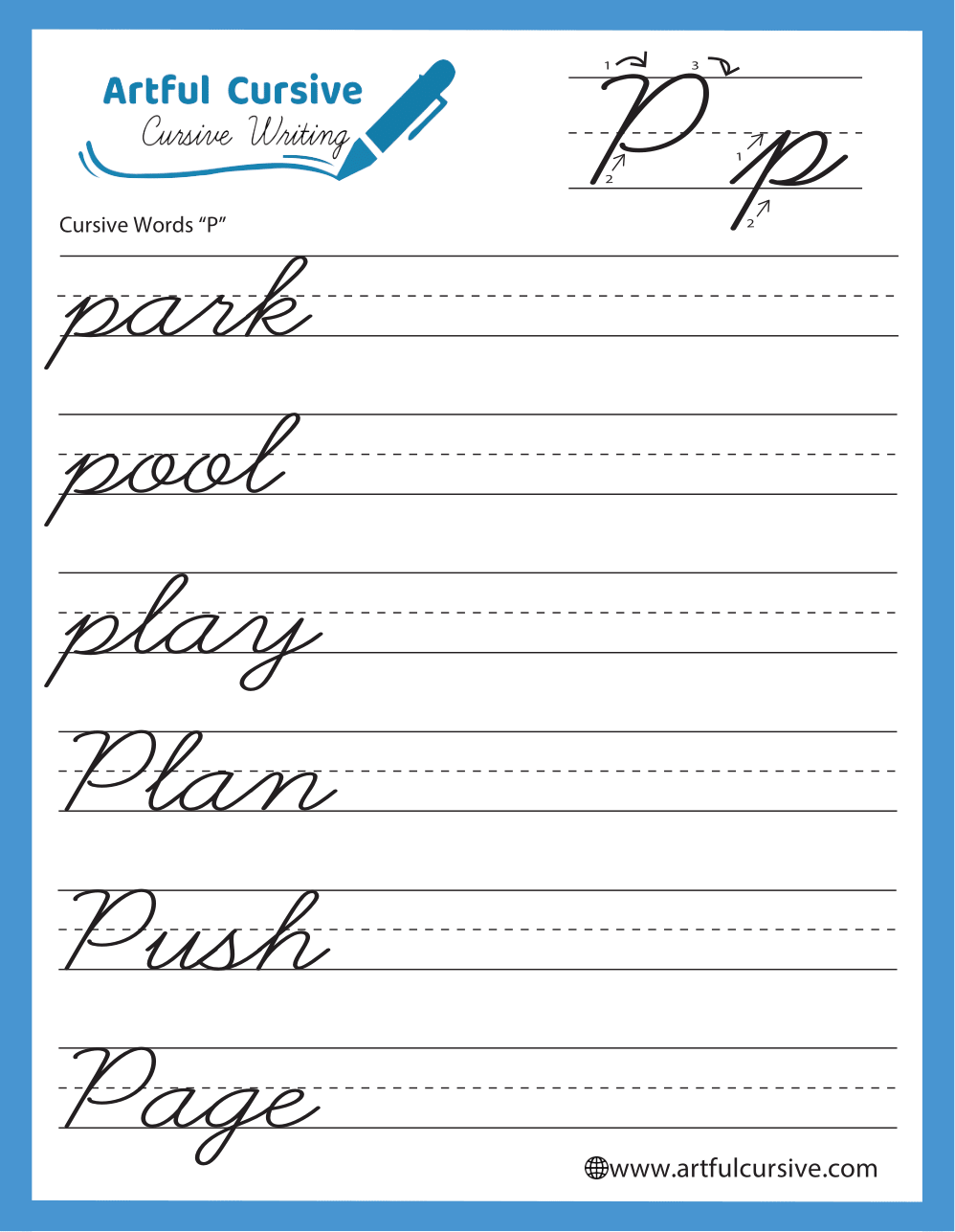 Free Printable Cursive Words Worksheets | Artful Cursive
