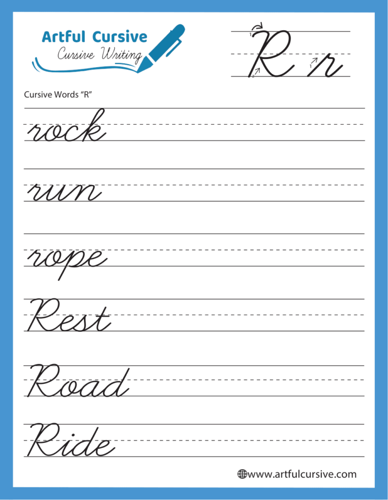 Free Printable Cursive Words Worksheets | Artful Cursive