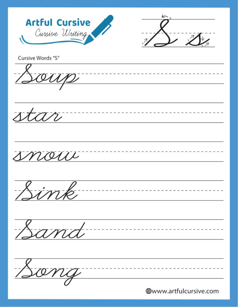 Free Printable Cursive Words Worksheets | Artful Cursive