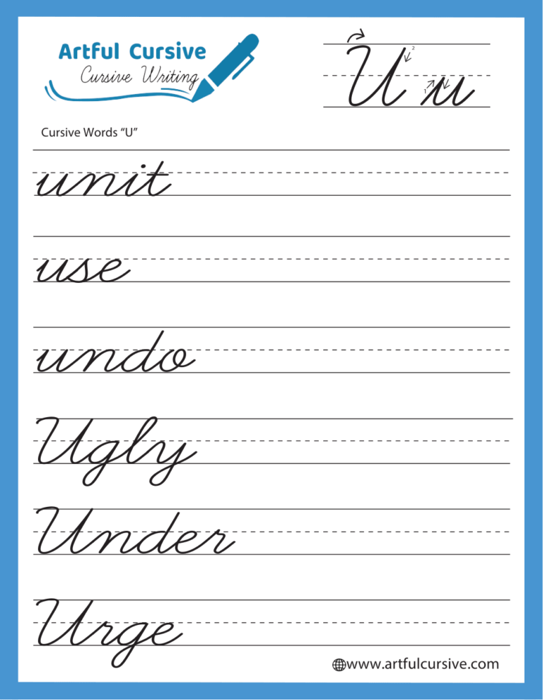 Free Printable Cursive Words Worksheets | Artful Cursive