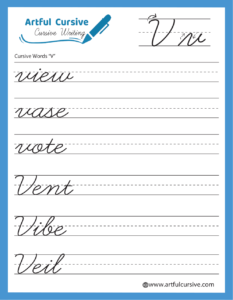 Free Printable Cursive Words Worksheets | Artful Cursive