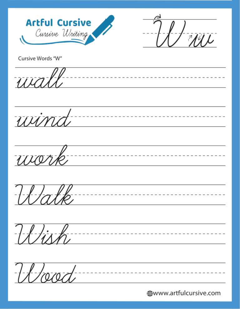 Free Printable Cursive Words Worksheets | Artful Cursive