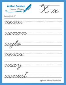 Free Printable Cursive Words Worksheets | Artful Cursive