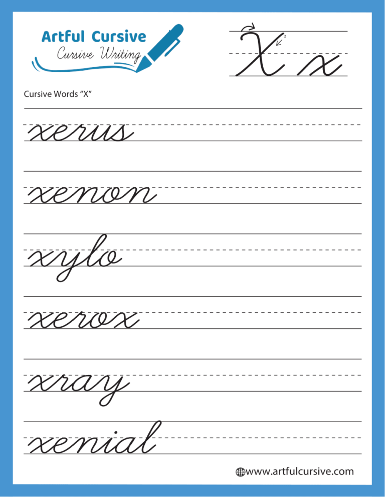 Free Printable Cursive Words Worksheets | Artful Cursive