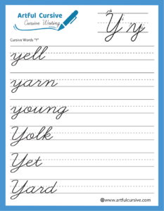 Free Printable Cursive Words Worksheets | Artful Cursive