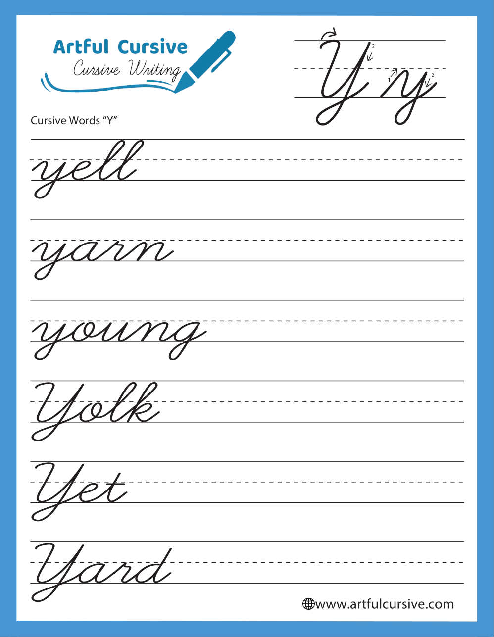 Free Printable Cursive Words Worksheets | Artful Cursive