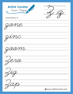 Free Printable Cursive Words Worksheets | Artful Cursive