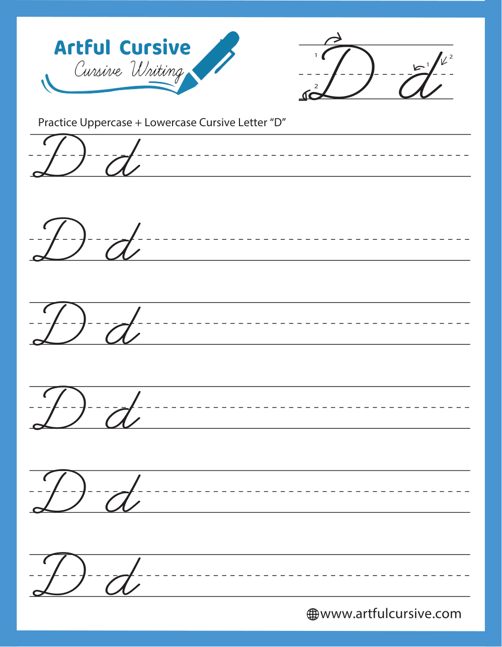 Download Free Printable Cursive Writing Worksheets - Artful Cursive