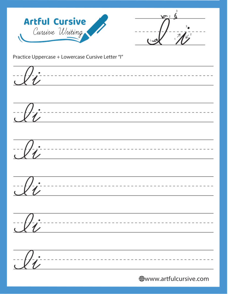 Cursive Alphabet: Letter "I" Worksheet