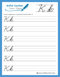 Cursive Alphabet: Letter "K" Worksheet