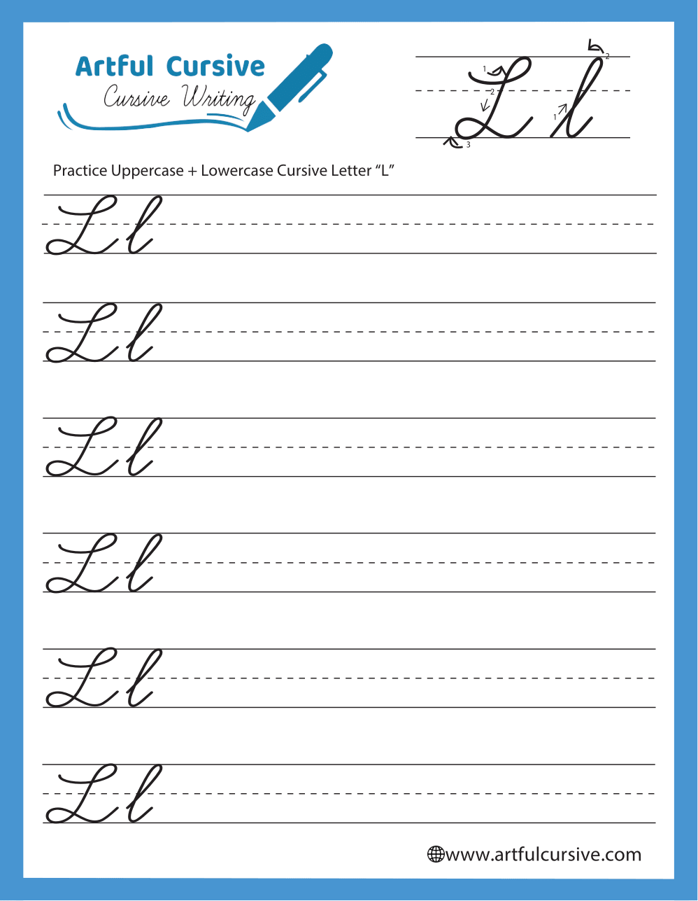 Download Free Printable Cursive Writing Worksheets - Artful Cursive
