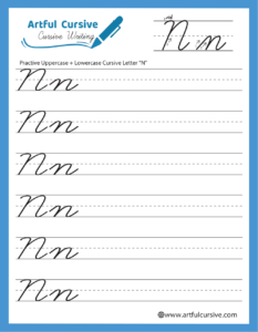 Cursive Alphabet: Letter "N" Worksheet