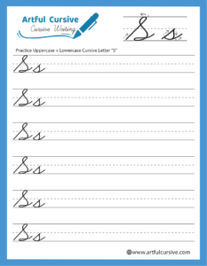 Cursive Alphabet: Cursive Letter S Worksheet