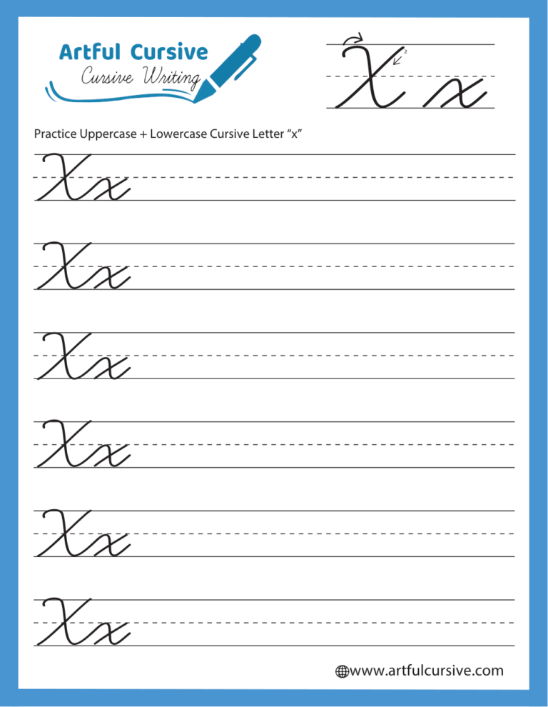 Cursive Alphabet: Letter "X" Worksheet