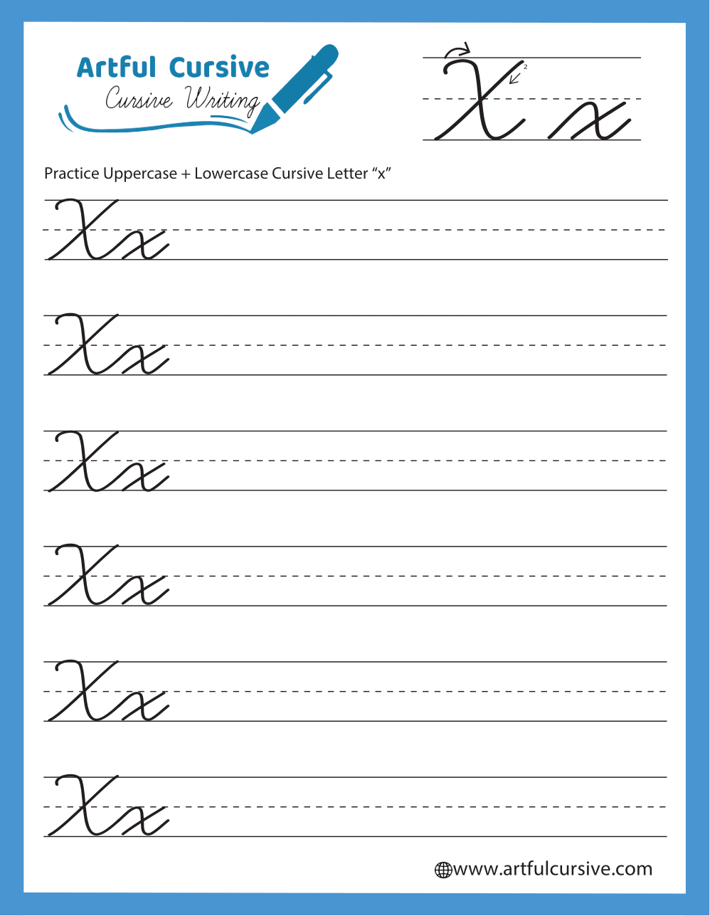 Cursive Alphabet: Letter "X" Worksheet