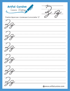 Cursive Alphabet: Letter "Z" Worksheet