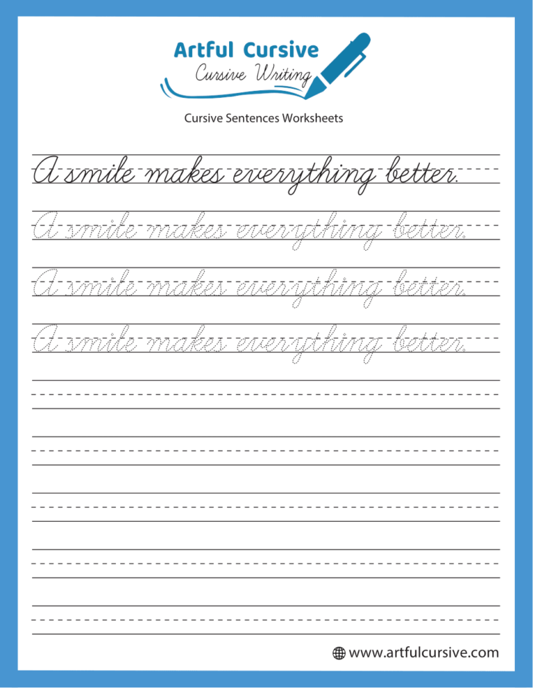 Download Free Printable Cursive Sentences Worksheets