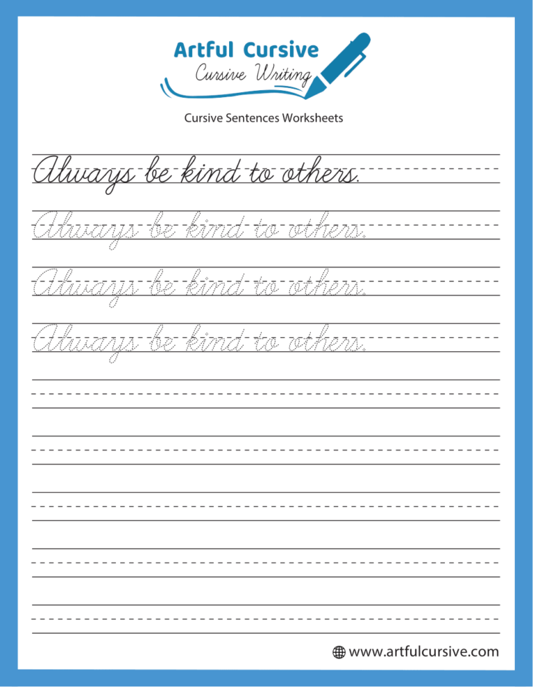 Download Free Printable Cursive Sentences Worksheets