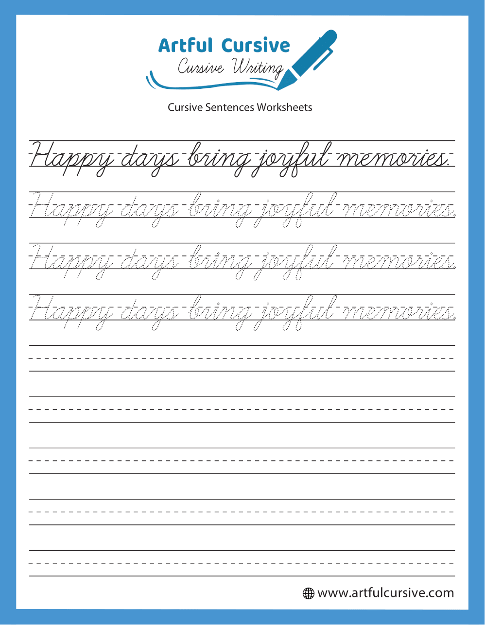Download Free Printable Cursive Sentences Worksheets