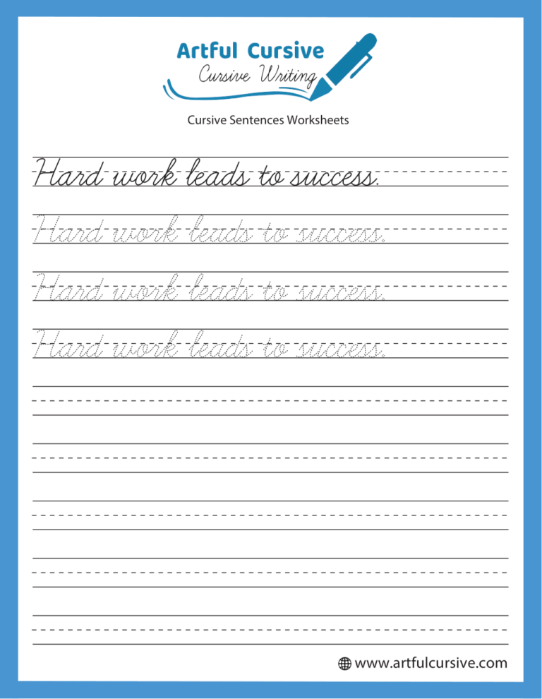 Download Free Printable Cursive Sentences Worksheets