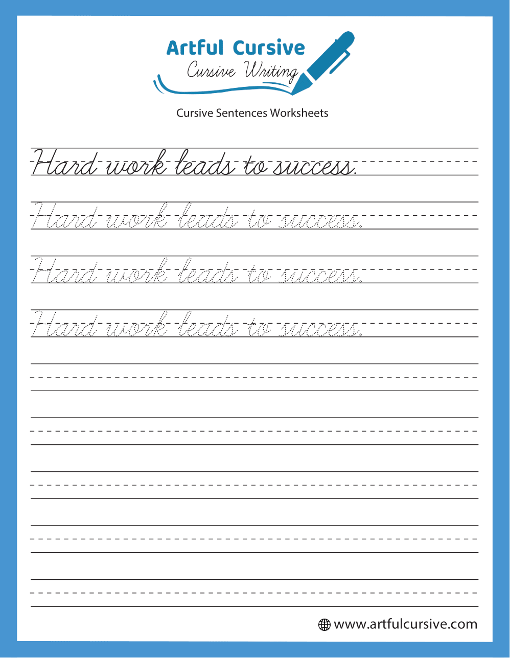 Download Free Printable Cursive Sentences Worksheets