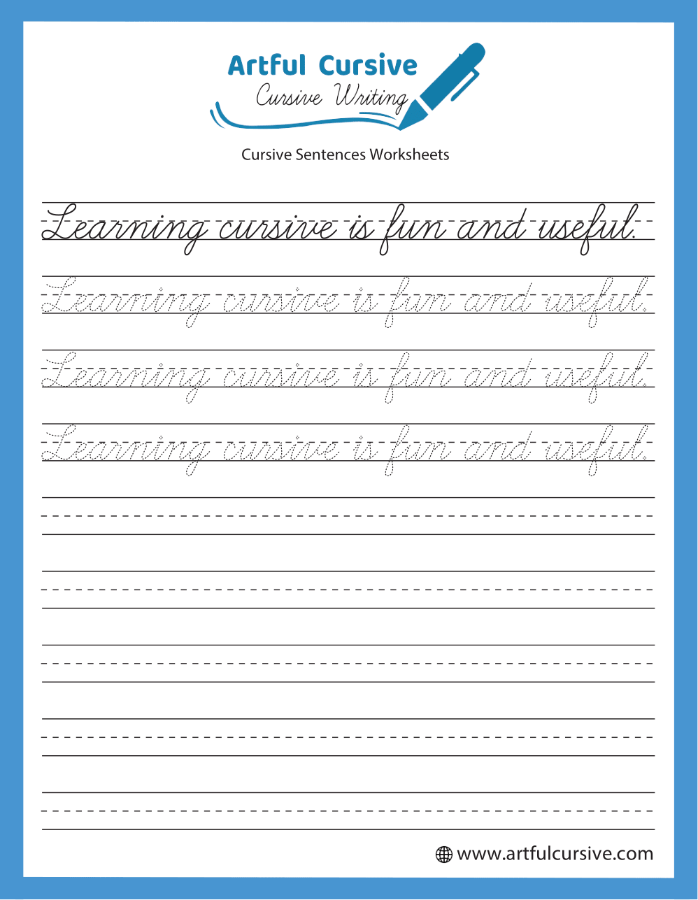 Download Free Printable Cursive Sentences Worksheets
