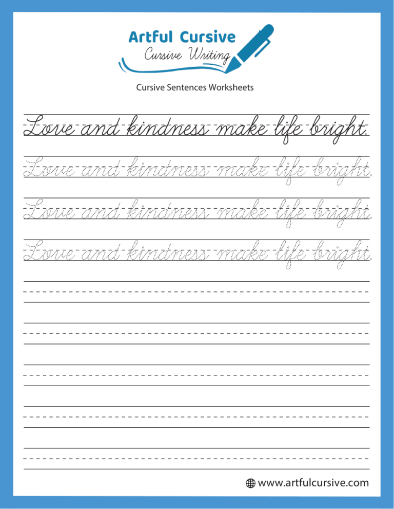 Download Free Printable Cursive Sentences Worksheets