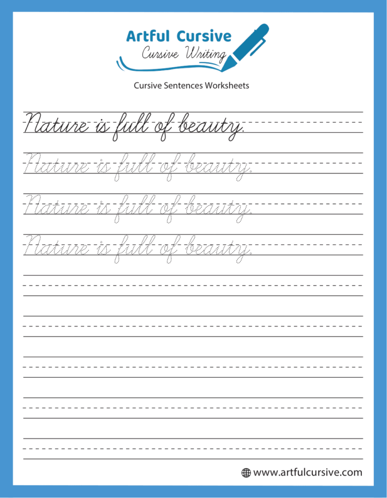 Download Free Printable Cursive Sentences Worksheets
