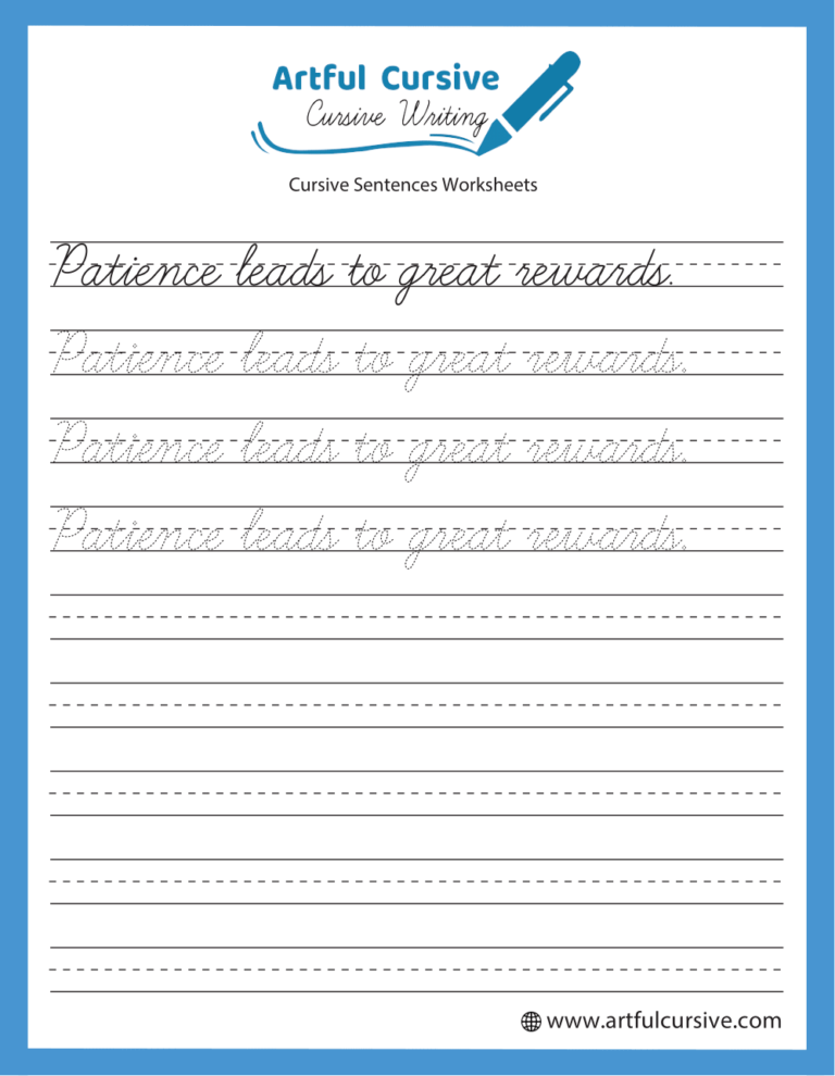 Download Free Printable Cursive Sentences Worksheets