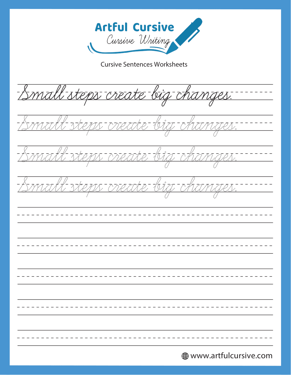 Download Free Printable Cursive Sentences Worksheets